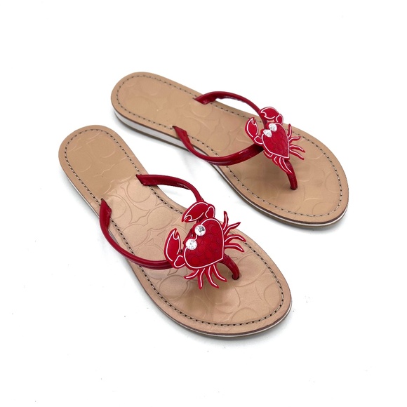 Coach | Shoes | Coach Marina Rhinestones Red Crab Sandal Size 85 | Poshmark
